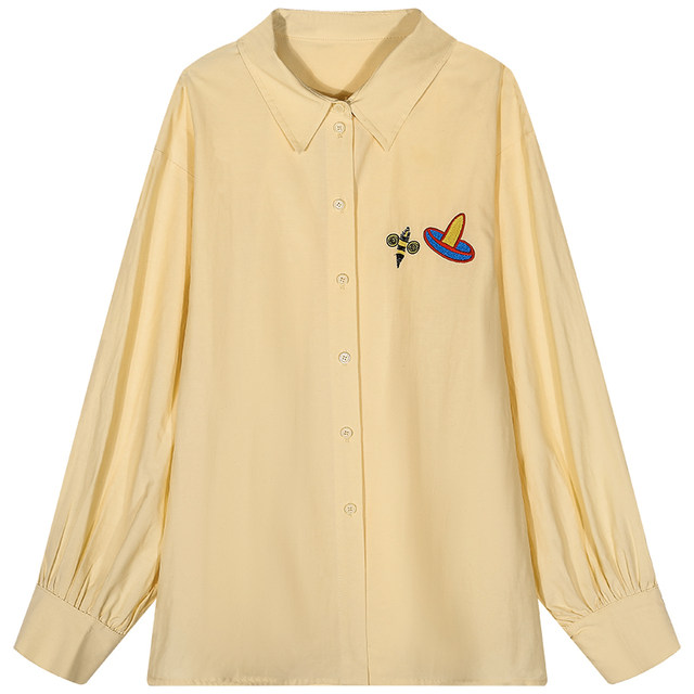 Luo Luo Jieye Yellow Unique and Unique Shirt Female 2024 New Long ...