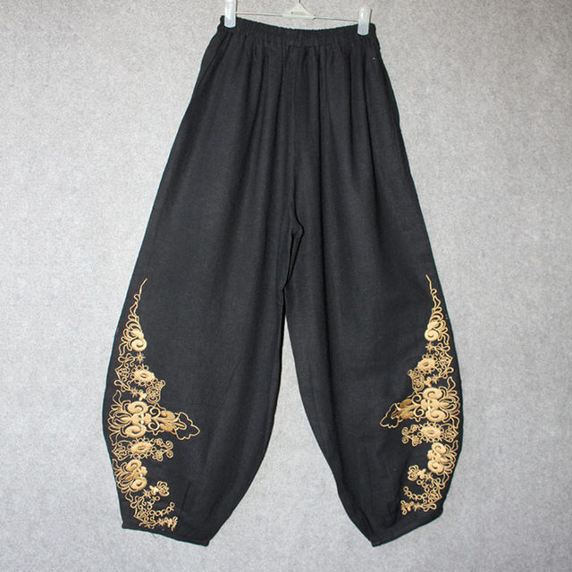 Spring and summer Chinese style cotton and linen loose bloomers men's ...