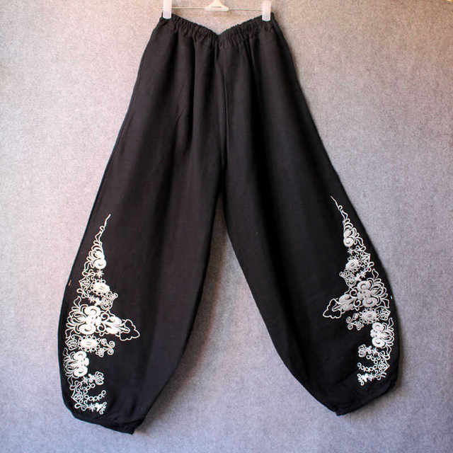 Spring and summer Chinese style cotton and linen loose bloomers men's ...