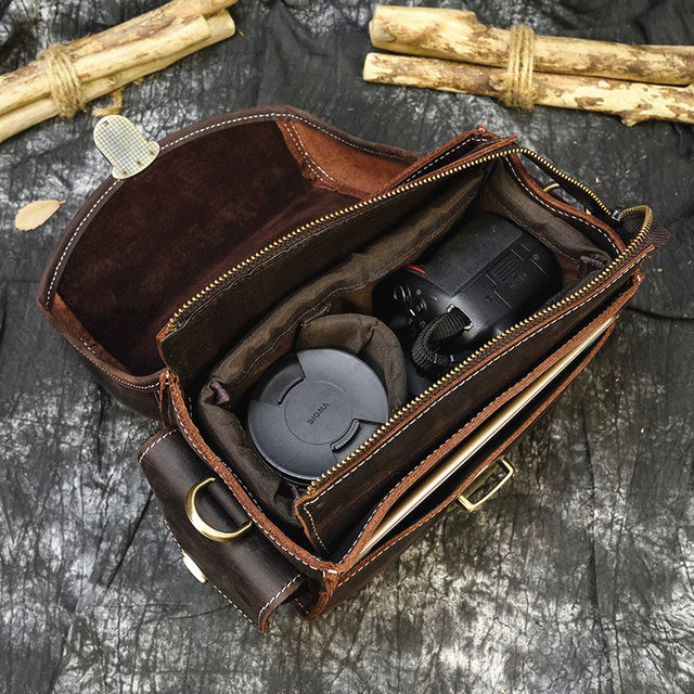 Original handmade crazy horse leather SLR camera Baotou -layer cowhide ...