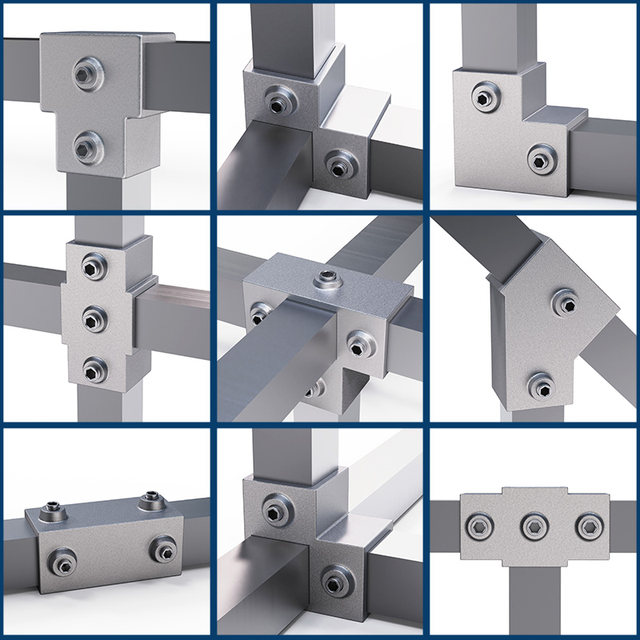 Square pipe tee-free welding fixing snap 20/25/30 stainless steel ...