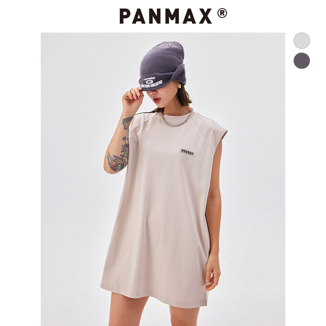 PANMAX潮牌大码男装肩部拉链设计运动背心无袖T恤男士夏季