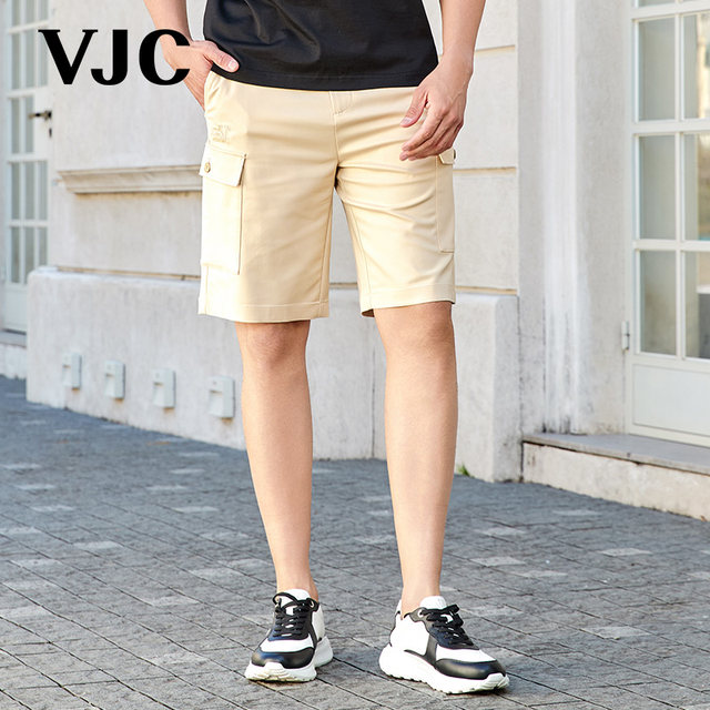 VJC/VJC 2025 Spring and Summer New Men's Embroidered Cropped Pants Sports and Casual Mid-Pants ...