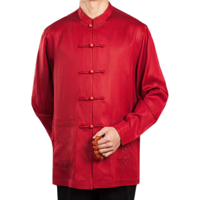 Tang clothing men's long -sleeved plate shirt Chinese wind men's ...