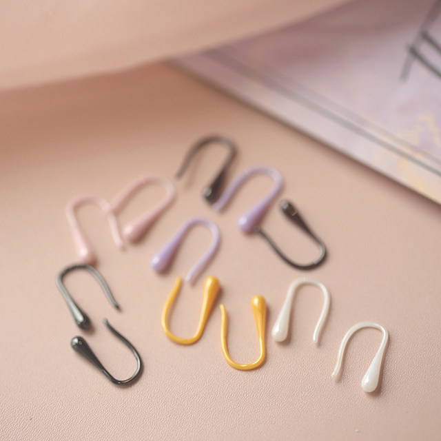 Colored ceramic ear -pierced earrings, water droplets, U -shaped ...