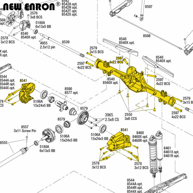 Aluminum alloy rear axle shell 8540/8541 Traxxas1/7 Unlimited Desert ...