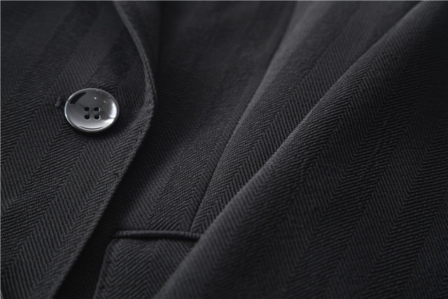 Classic pure black herringbone jacquard, versatile temperament, slim ...