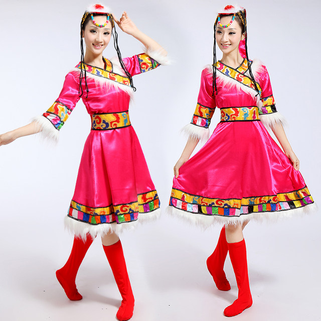 Tibetan dance performance costumes new square dance performance costumes female ethnic minority ...