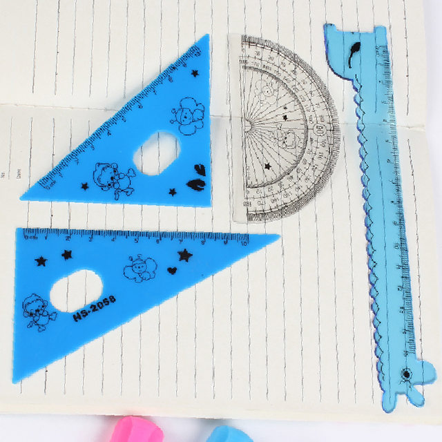 Ruler Set Cartoon Animal Shape Ruler Set Four-piece Set Triangular ...