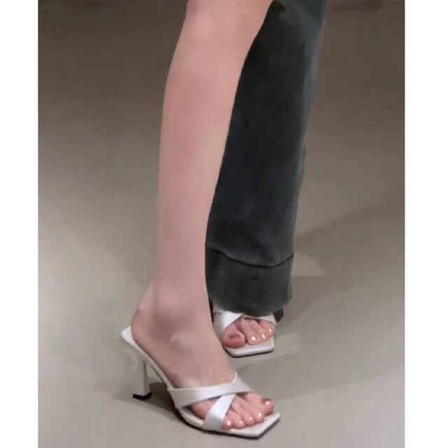 French silver high heels for women 2025 new fashion versatile square ...