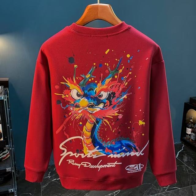 Outlets national style graffiti printing sweater 2024 autumn and winter ...