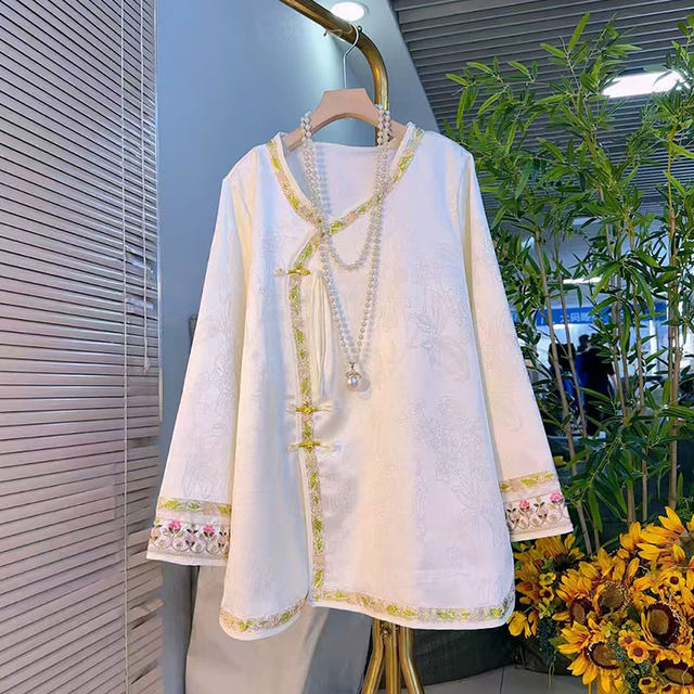 Fashion Chinese national style top with velvet jacquard tray button big ...