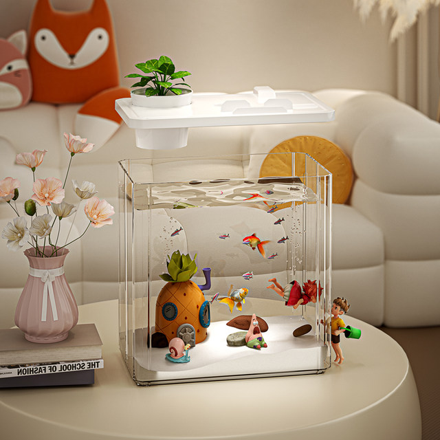 Fish tank household acrylic plastic breeding box landscaping with light ...