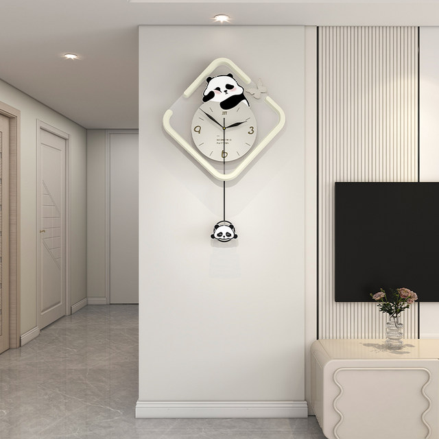 2024 New Panda Clock Wall Clock Living Room Modern Simple Creative ...