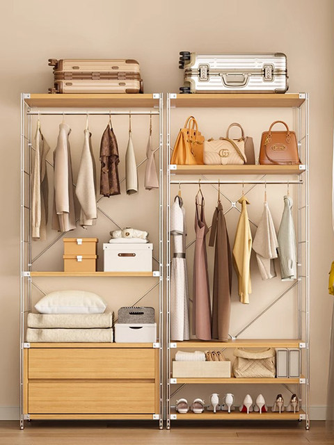 Japanese style coat rack hanger bedroom floor-standing clothes rack ...