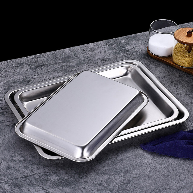 304 stainless steel rectangular tray pure flat bottom plate commercial ...