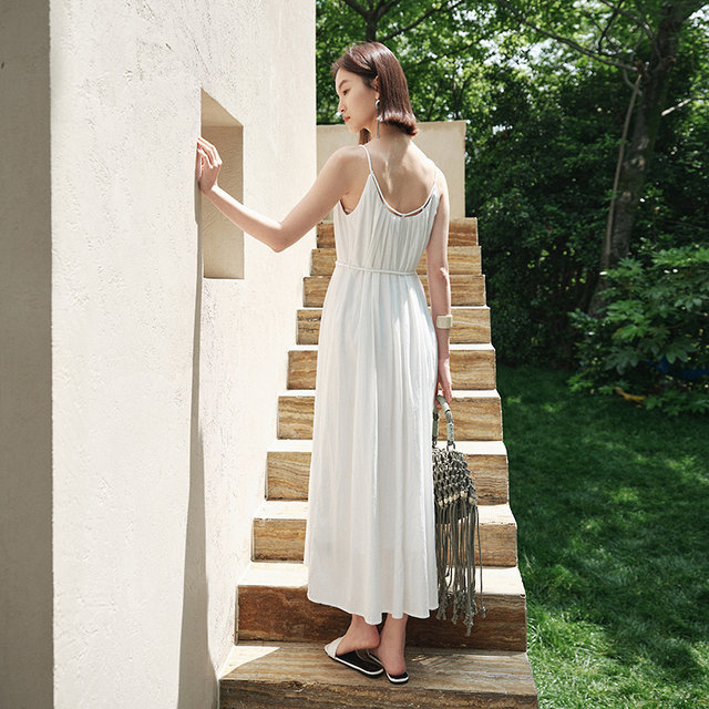 Laiser Tiansi suspender white skirt MOFAN 2025 summer moonlight white ...