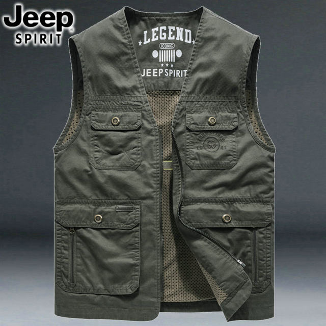 Jeep spirit vest V -neck spring and autumn multiplayerless coatless ...