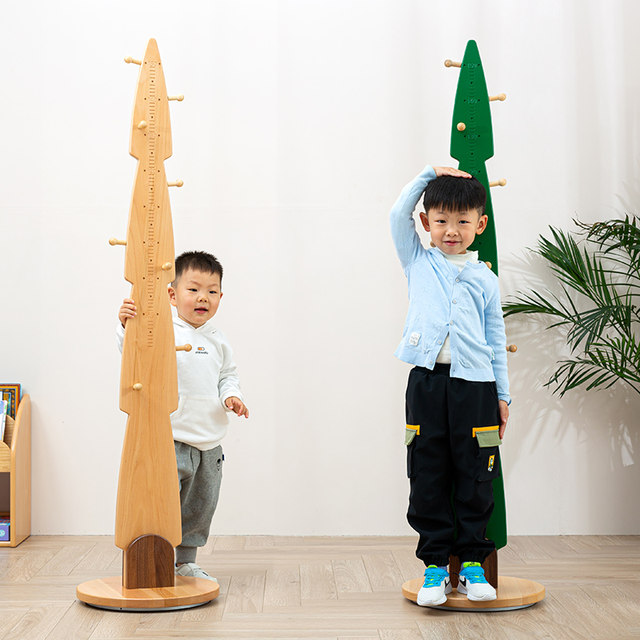 Solid wood children's coat rack rotatable schoolbag jacket storage rack ...