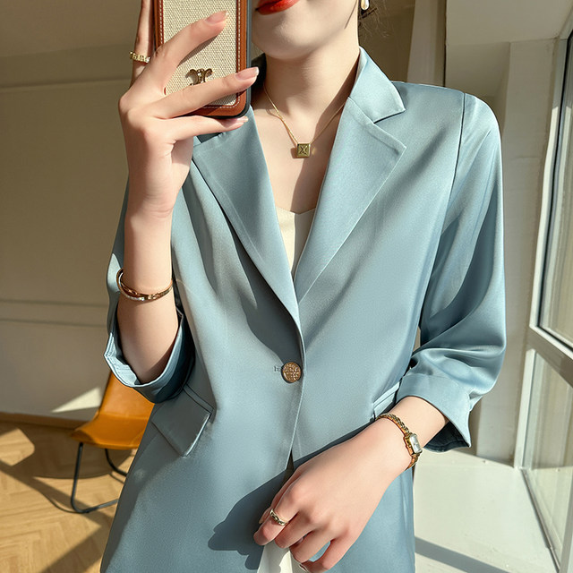 Spring and summer thin women's acetate satin small blazer design ...