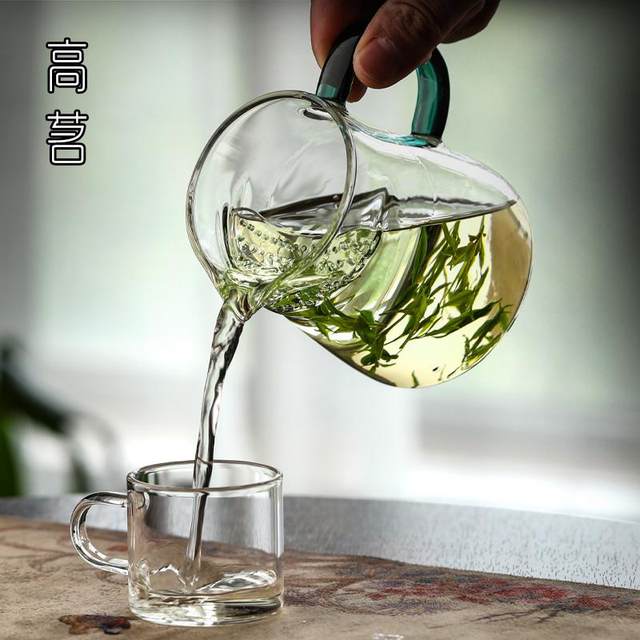 Glass crescent fair cup tea drain integrated green tea special tea set ...