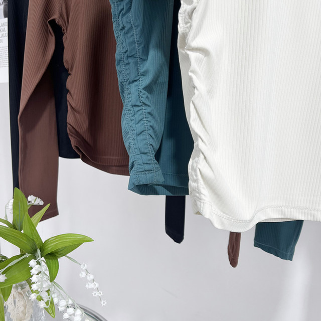 Lulu same side pump thread waist waist thin yoga long sleeve breathable ...