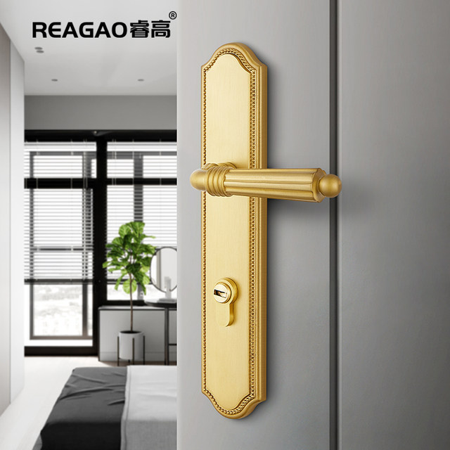 Ruigao pure copper door lock indoor French light luxury golden door ...