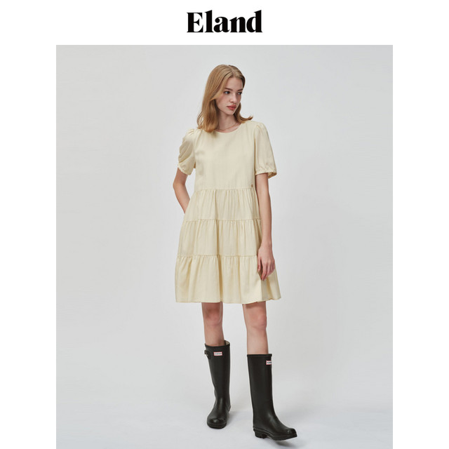 Eland Clothes Dress Women's Side Zipper Round Neck Loose A-Part Skirt ...
