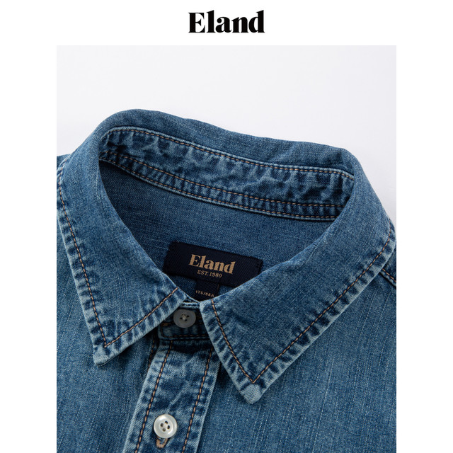 Eland Clothes Denim Shirt Men's Simple Style Long Sleeve Top 2025 ...