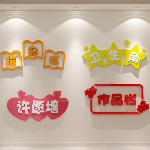 Hygiene corner wall sticker slogan class culture layout primary school ...