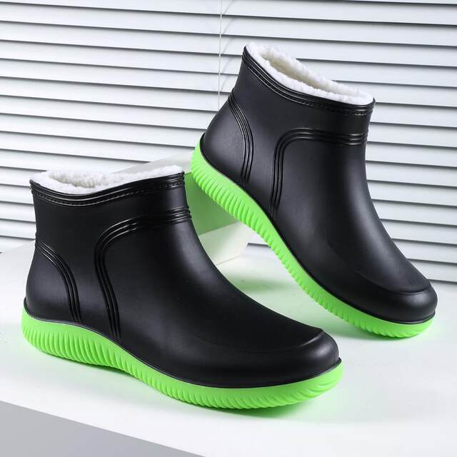 High-end soft-soled low-cut velvet men's rain boots for chef work ...