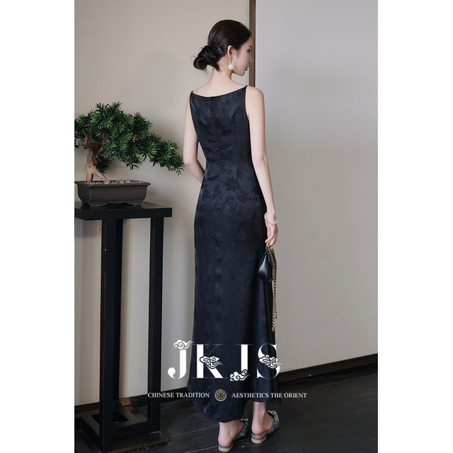 JKJS New Chinese Dark Flower Flower Dress, split high -level sense of ...