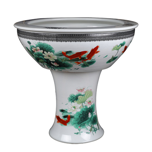 Ceramic Blue Basin Pillar Under -Pillar Fish Tank Extreme Golden Fish ...