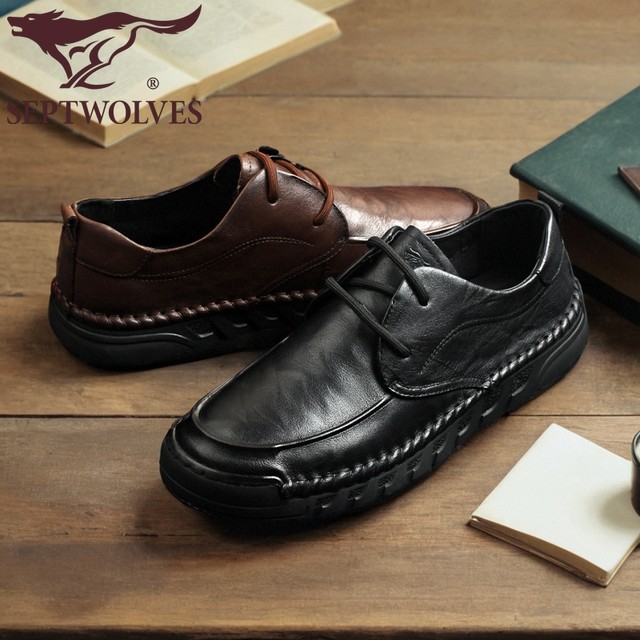 Septwolves brand men's sneakers soft cowhide business casual shoes ...
