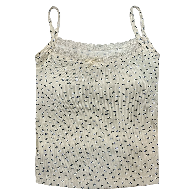 Cute Sweet Pure Pure Outside Drinking Flower Sling Vests Female Summer ...