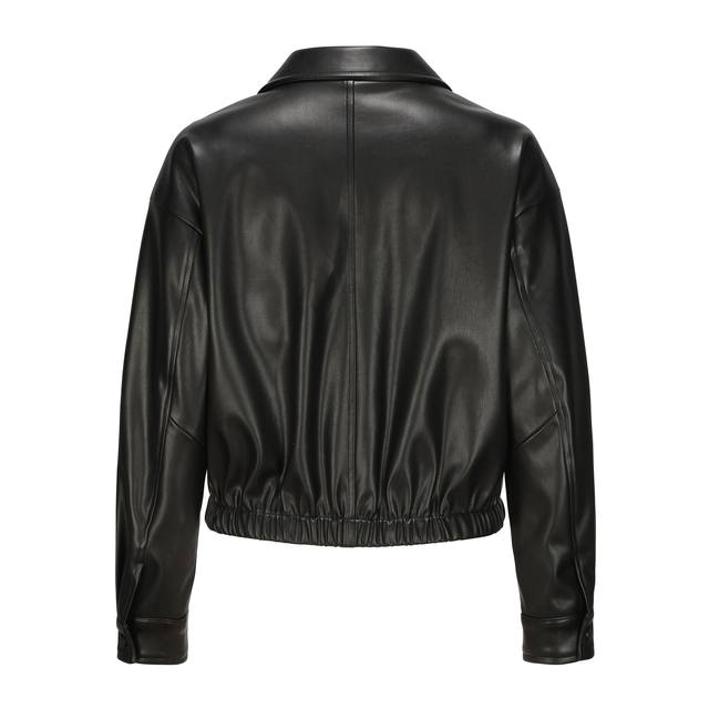 Black short leather jacket women's jacket 2024 new inverted triangle P ...