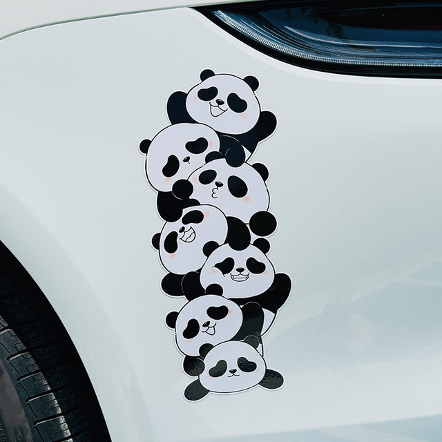 Car scratch sticker cartoon panda waterproof sunscreen sticker repair ...