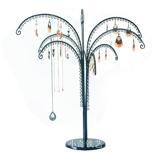 Porous large coconut tree desktop jewelry display stand earrings ...