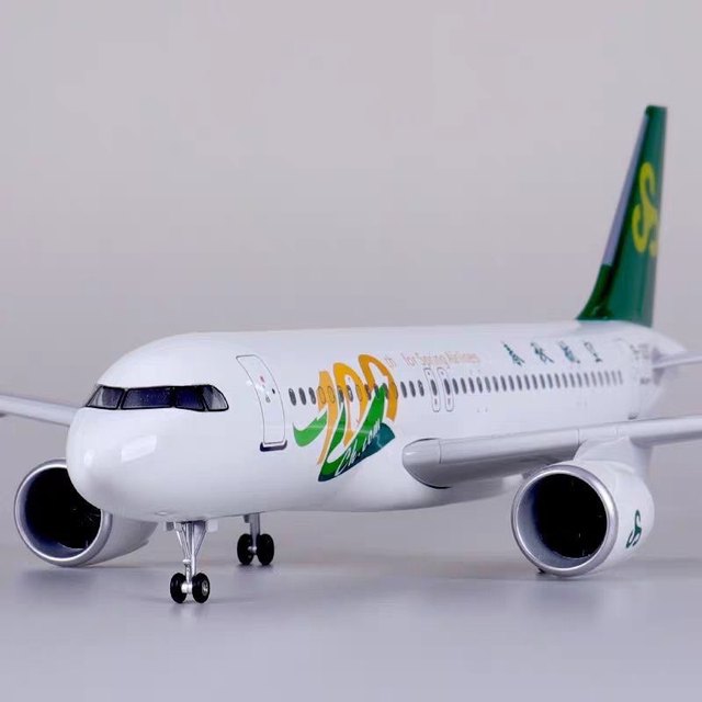 Simulation aircraft model with wheels with light spring and autumn ...