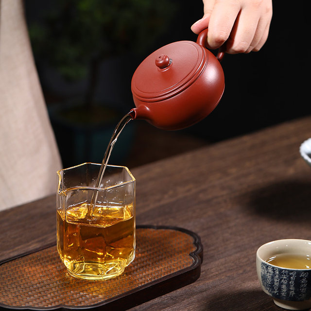 Yixing pure handmade purple sand pot Zhuni Dahongpao ball hole Han tile ...