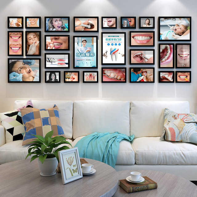 Dental clinic solid wood photo wall decoration hanging picture dental ...