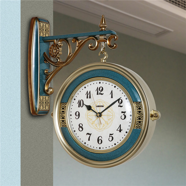 Lisheng double-sided wall clock silent living room atmospheric retro ...