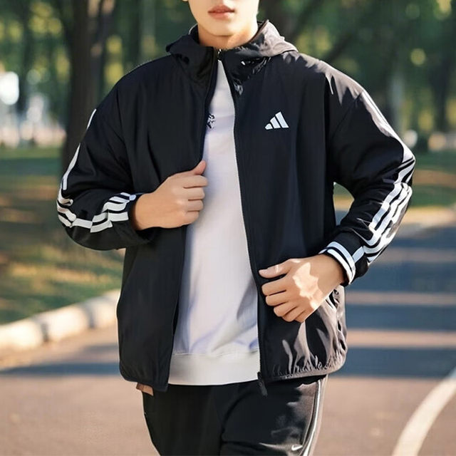 adidas men's jacket 2025 autumn new sports top casual hooded woven jacket