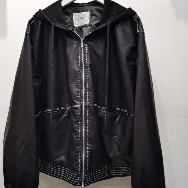 Fx.hpg autumn art loose and hooded casual leather jacket wild Korean ...