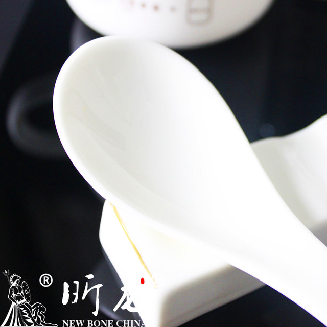 High-end gold-edged ceramic coffee spoon hotel seasoning spoon European ...