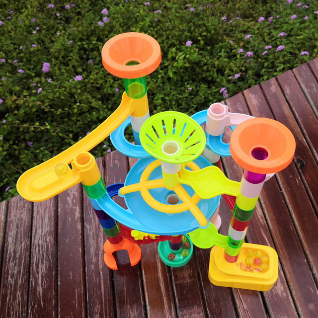 Children's ball slide track marble space pipe building blocks build ...