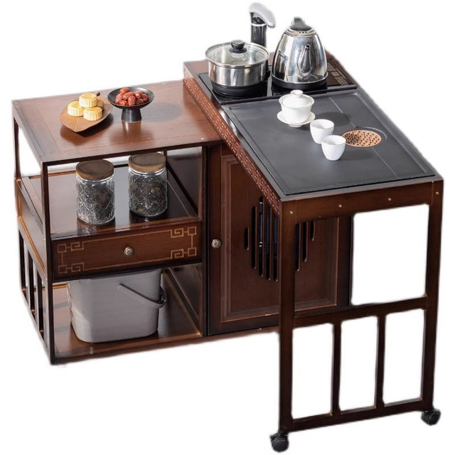 Mobile rotating tea table balcony household tea bar machine tea brewing ...