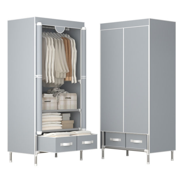 Simple small wardrobe fully enclosed zipper style curtain style ...