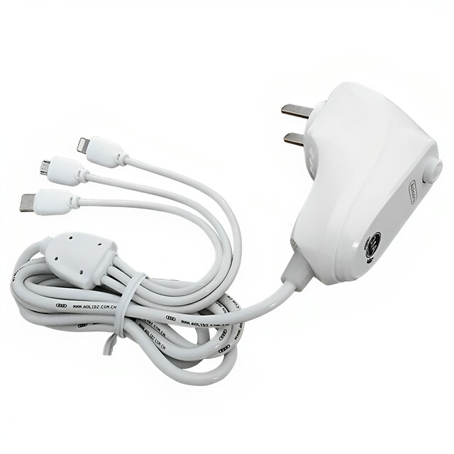 Mobile phone charger with cable integrated multi-function head head ...