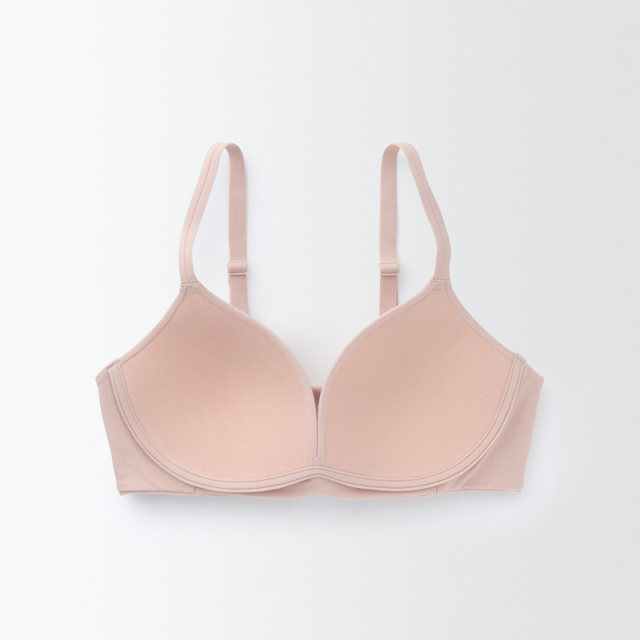 MUJI Women's Wireless Bra Back-button Bra Underwear Slim Strap